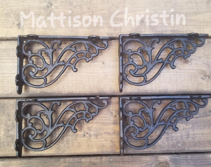 Set of 4 Cast Iron Scroll Shelf Brace Brackets - Etsy