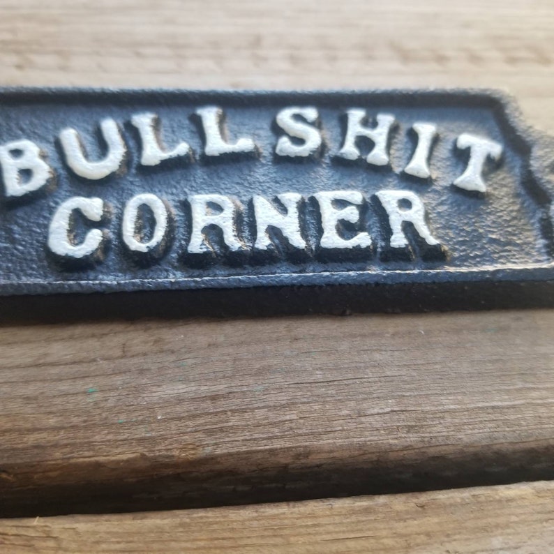 Cast Iron Bull Shit Corner Funny Man Cave Plaque Sign Bar Decor - Etsy