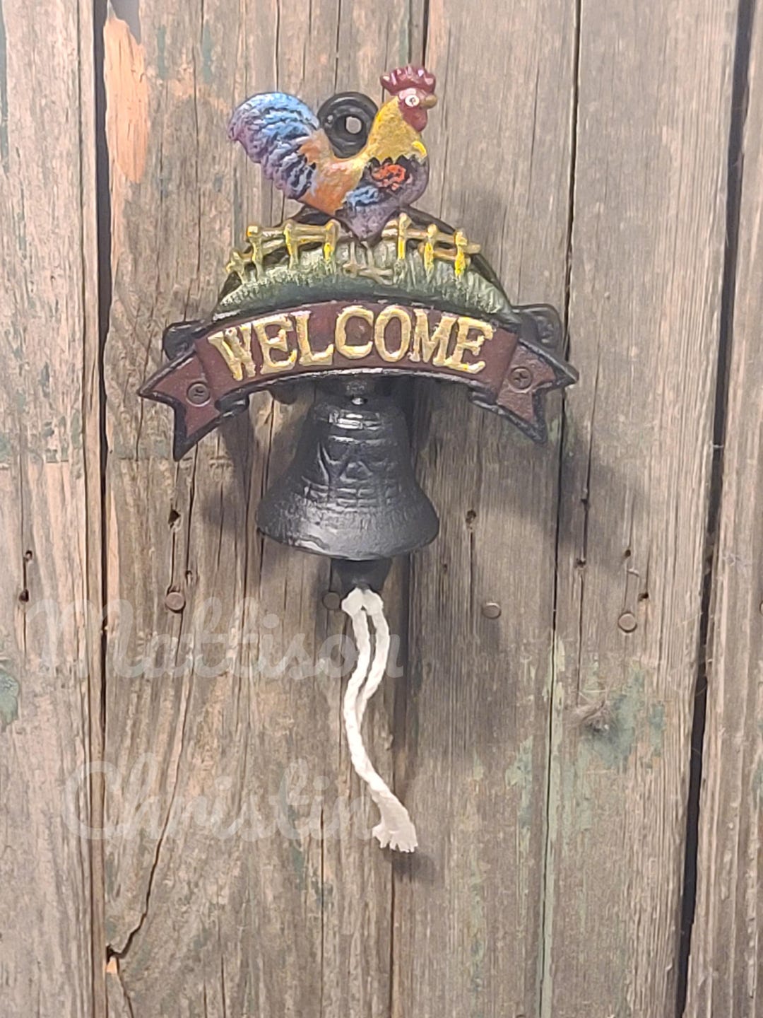 Painted Rooster Dinner Bell Cast Iron Welcome Door Bell - Etsy