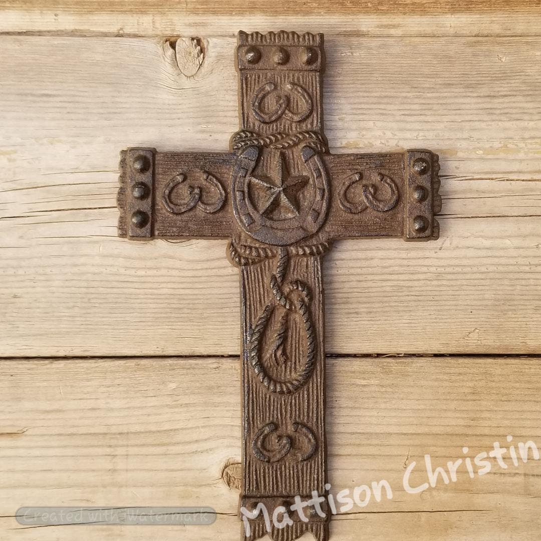 Western Themed Cast Iron Cross - Etsy