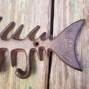13.5" Large Cast Iron Fish Bone Key Rack Towel Hook - Etsy