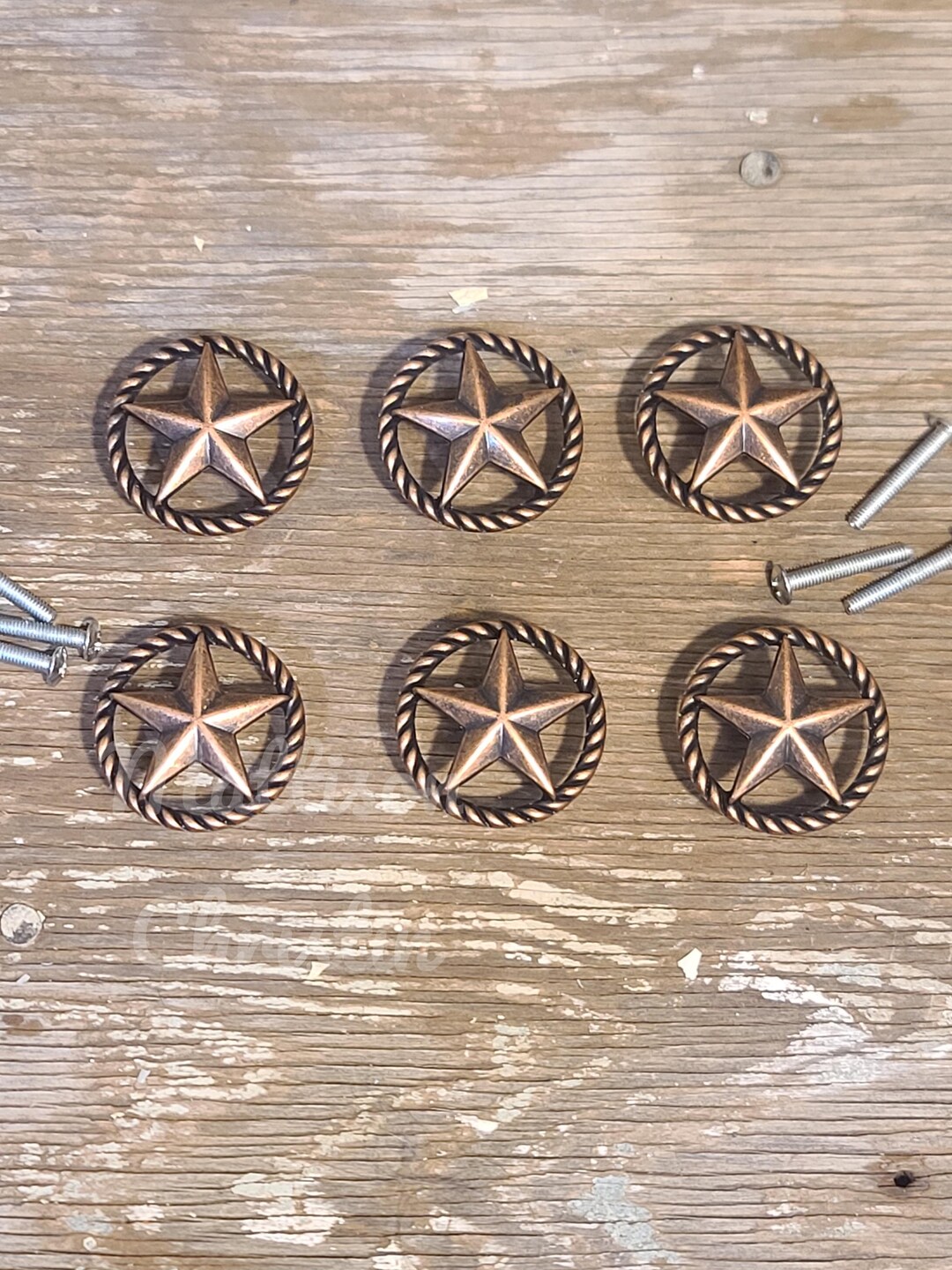 6 Western Themed Texas Star Concho Cabinet Drawer Dresser Pull Knob ...
