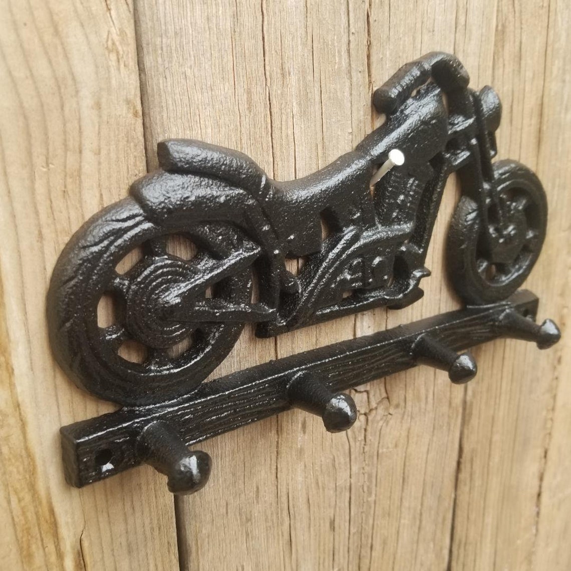 Black Cast Iron Motorcycle Key Rack Hooks - Etsy