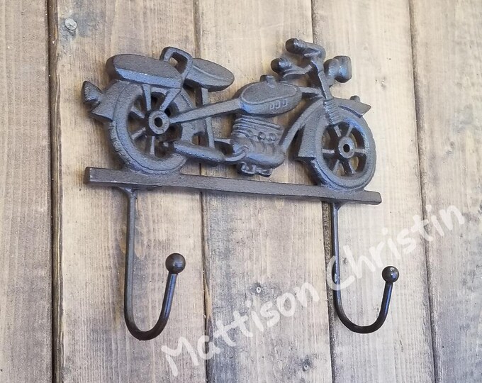 Double Hook Cast Iron Motorcycle Key Hat Coat Towel Hook Rack - Etsy