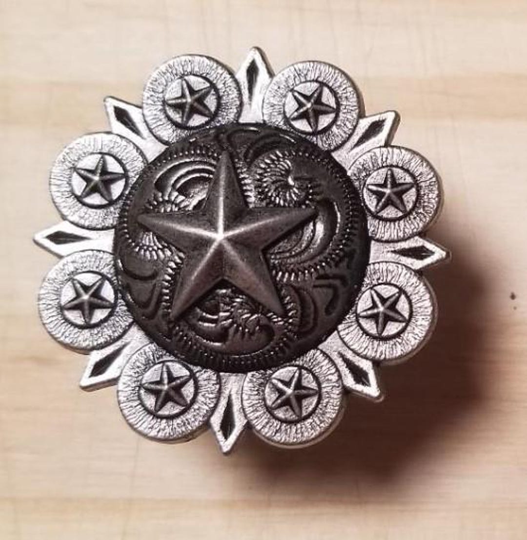 2 Aged Silver Texas Star Drawer Pull Cabinet Knob Handle Western Themed ...
