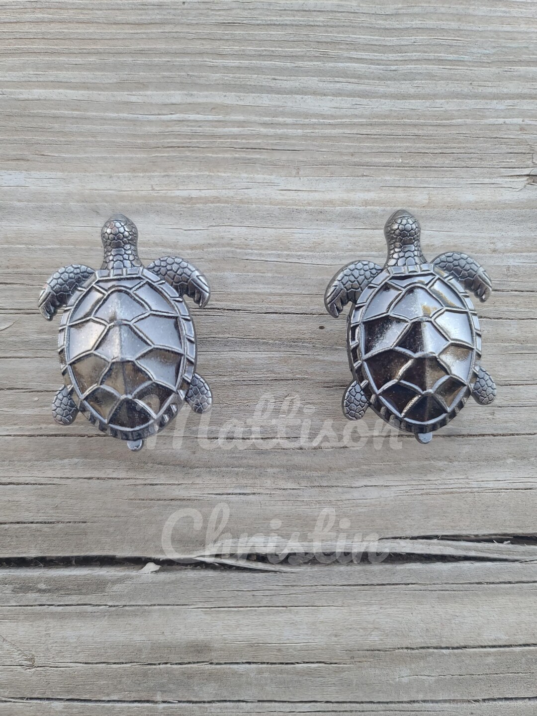 2 Sea Turtle Old Silver Drawer Cabinet Pull Knob Nautical Themed Handle ...
