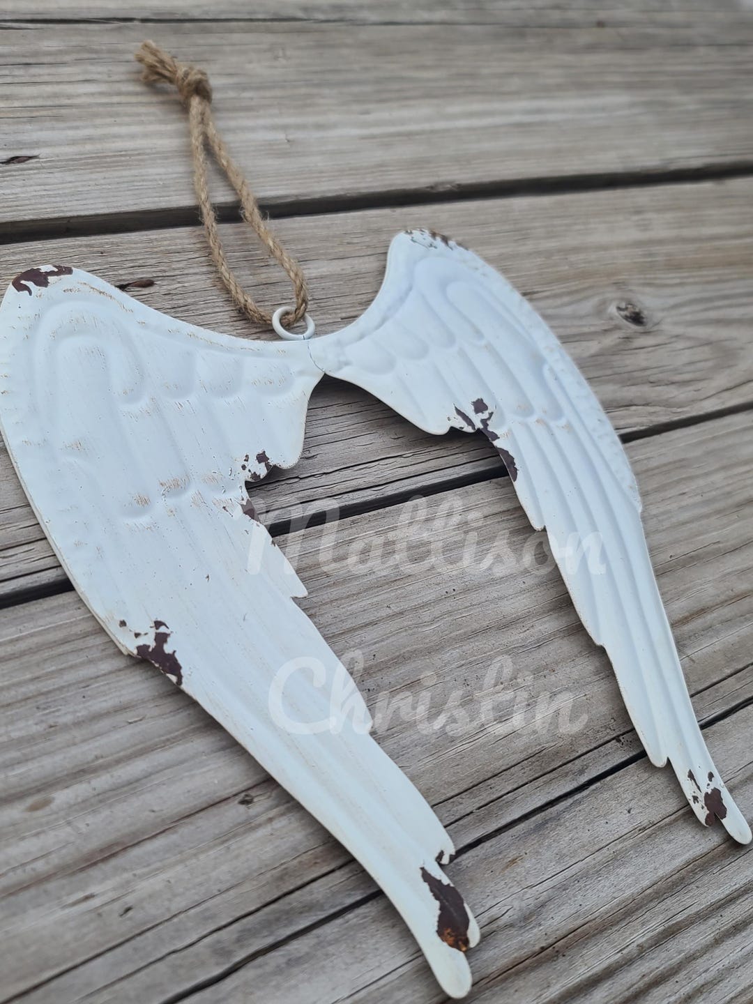 Large Shabby Chic Metal Angel Wings White Distressed Gifts for Home ...