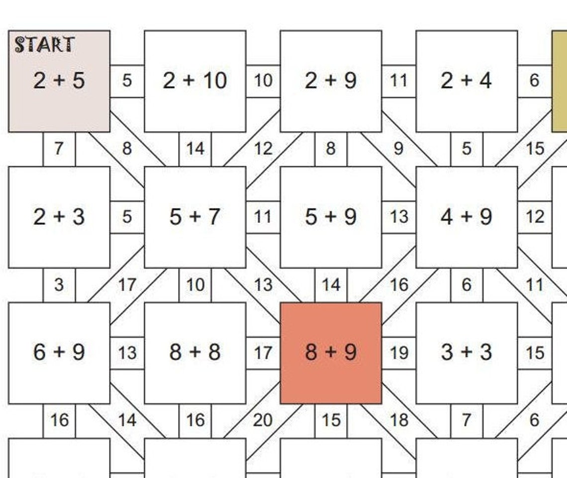 Basic Addition Maze Worksheet Puzzle Math Printable Game - Etsy México