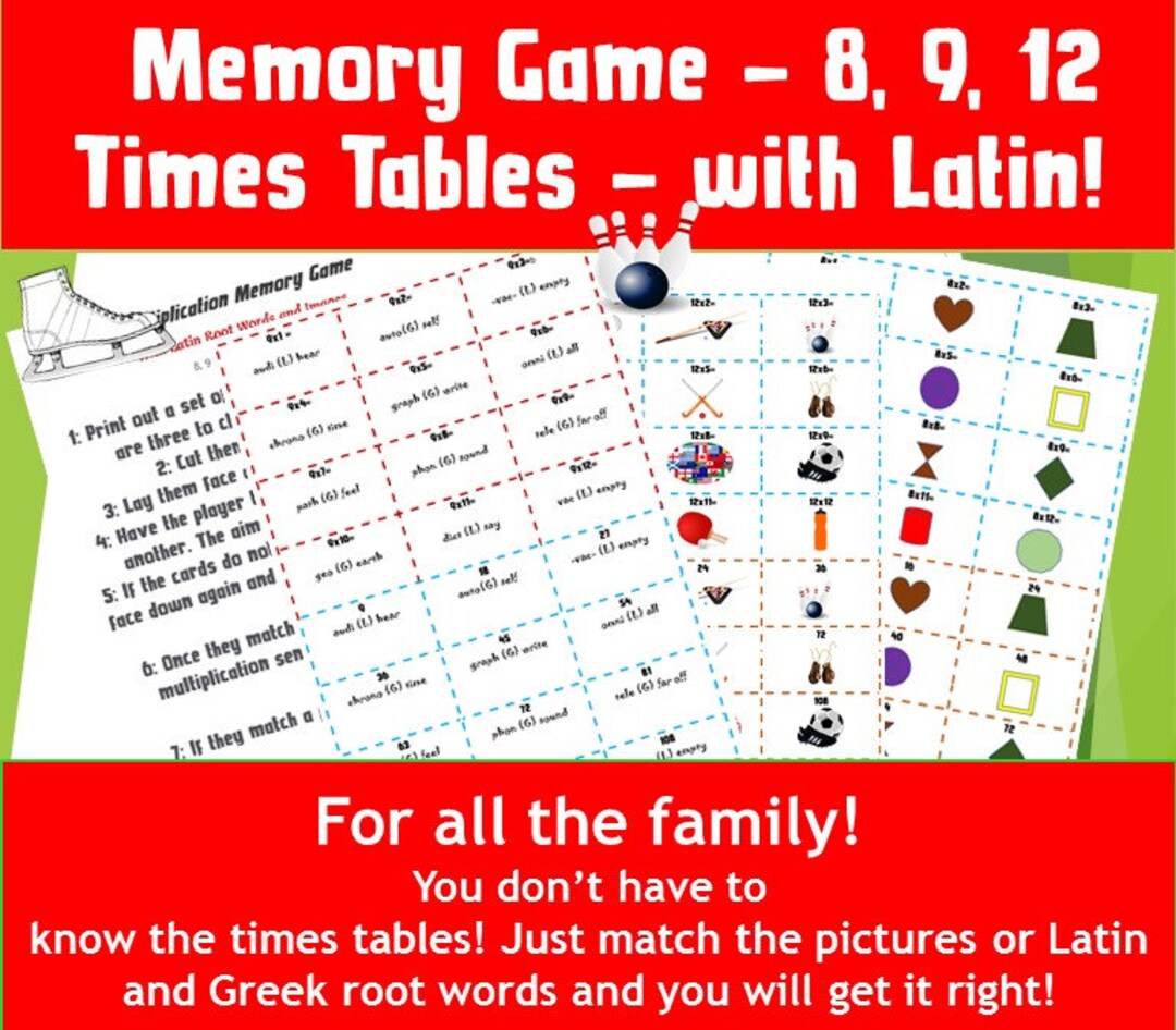 Snap Math Game Multiplication Matching Game Printable/ Memory - Etsy