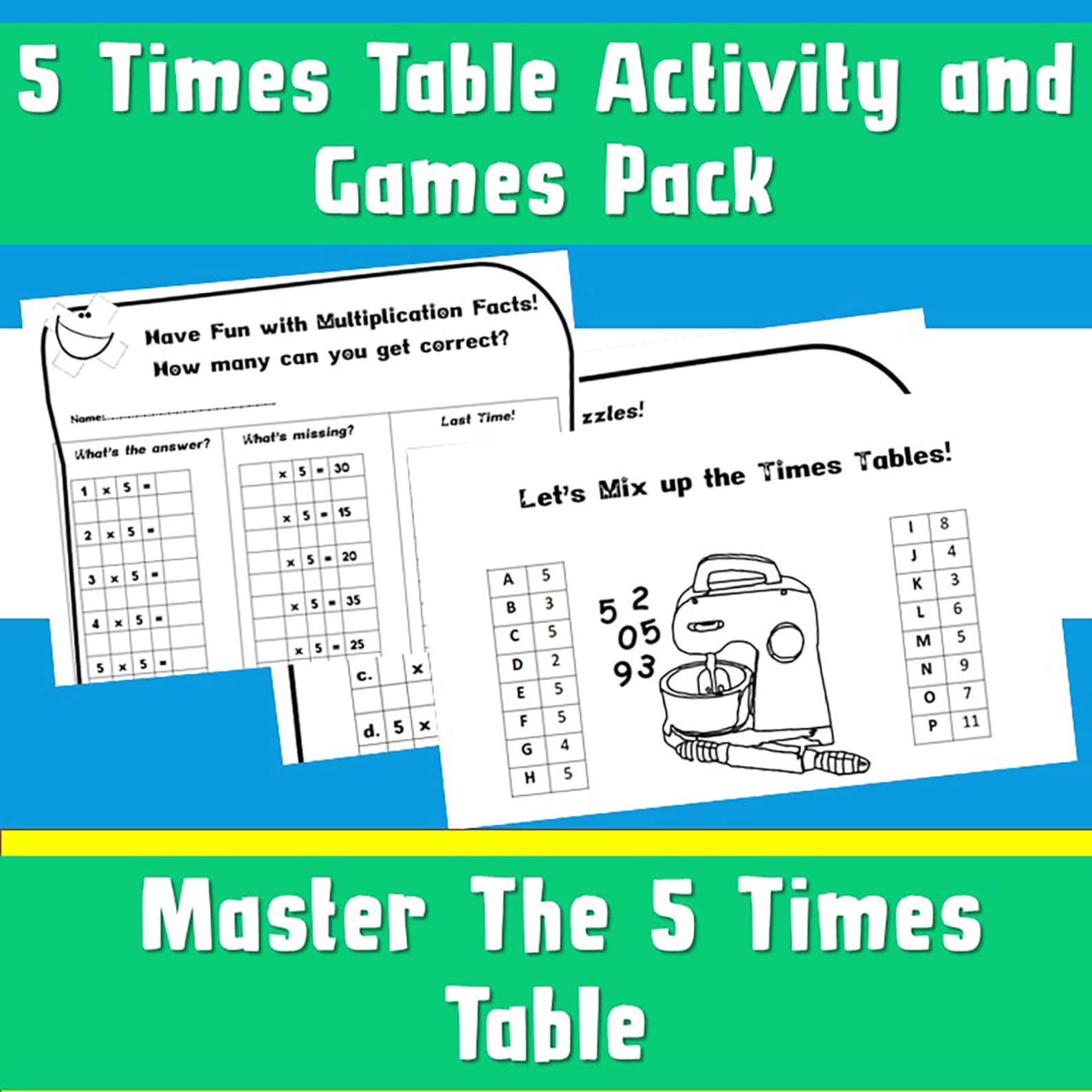 Multiplication Table Game Puzzles Activity Pack 5 Times - Etsy