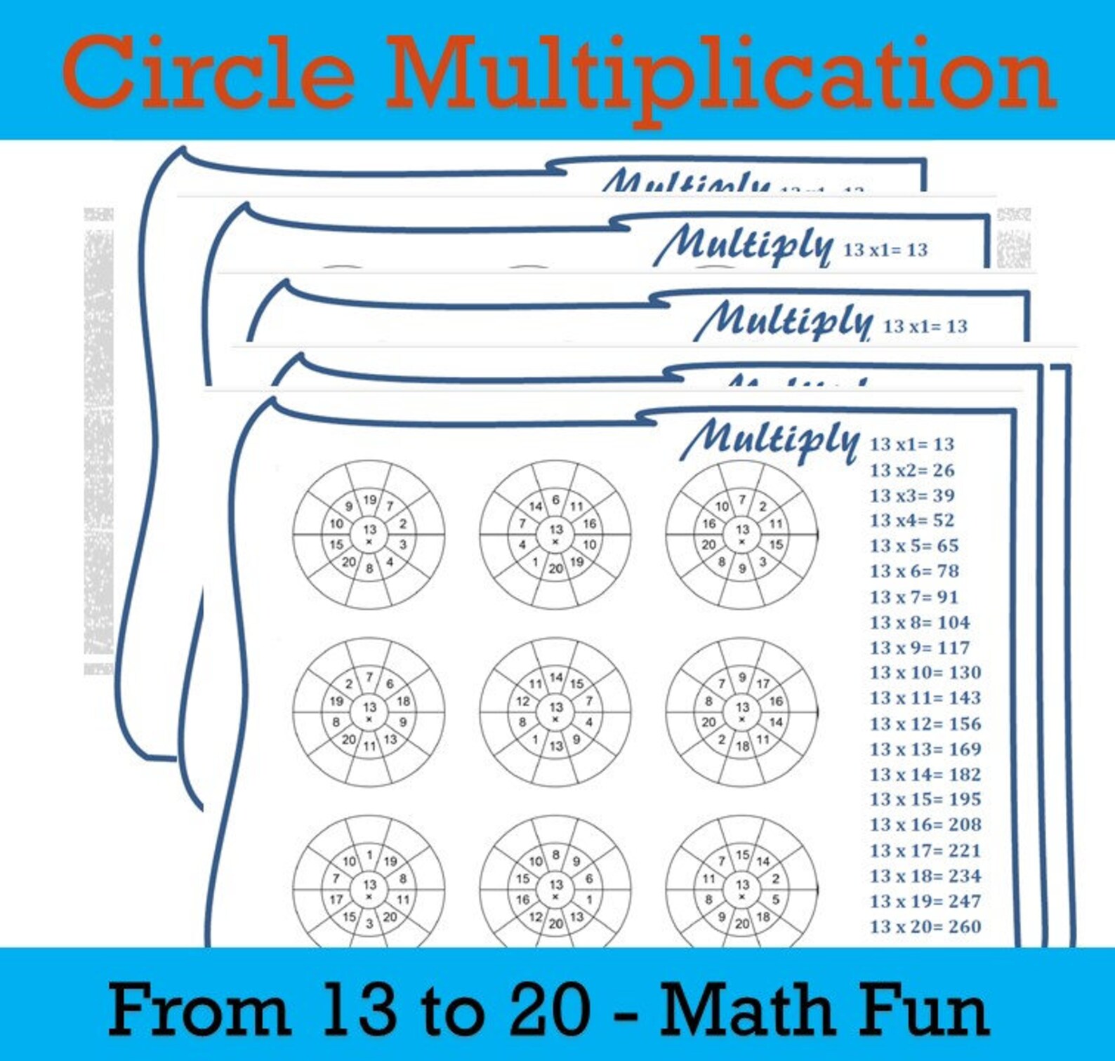 Maths Worksheets Multiplication Tables Printable Circles - Etsy Canada