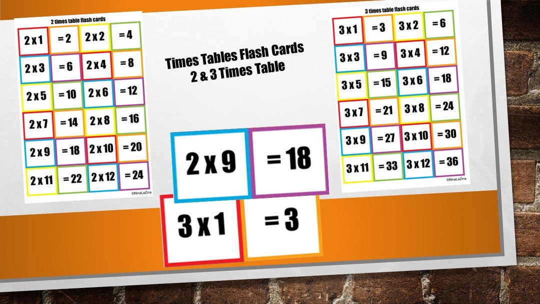 2 & 3 Times Tables Mini Flash Cards | Printable Double-sided PDF | KS1 ...