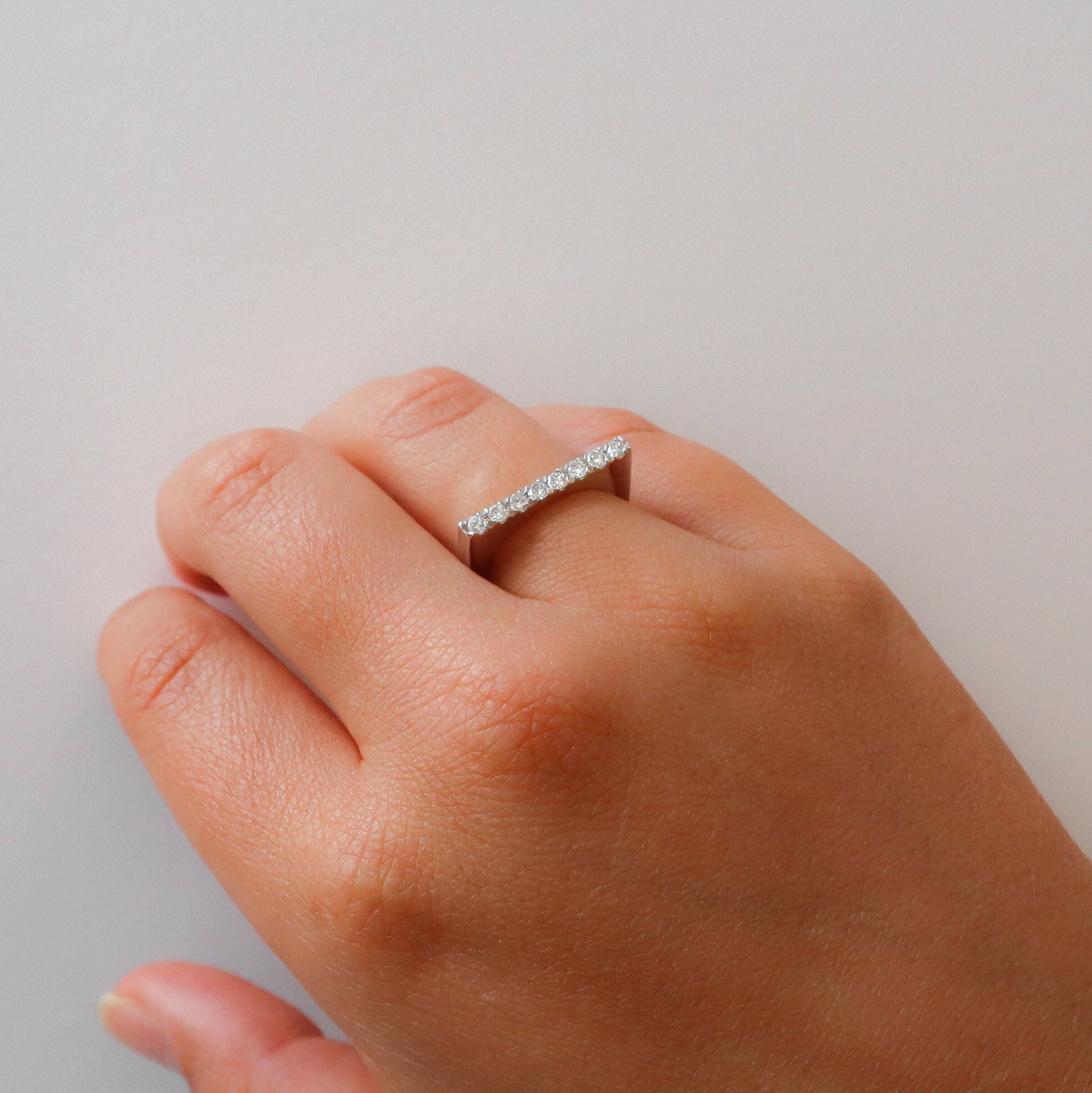 Flat Top Diamond Geometric Ring Stunning Eternity Signet - Etsy