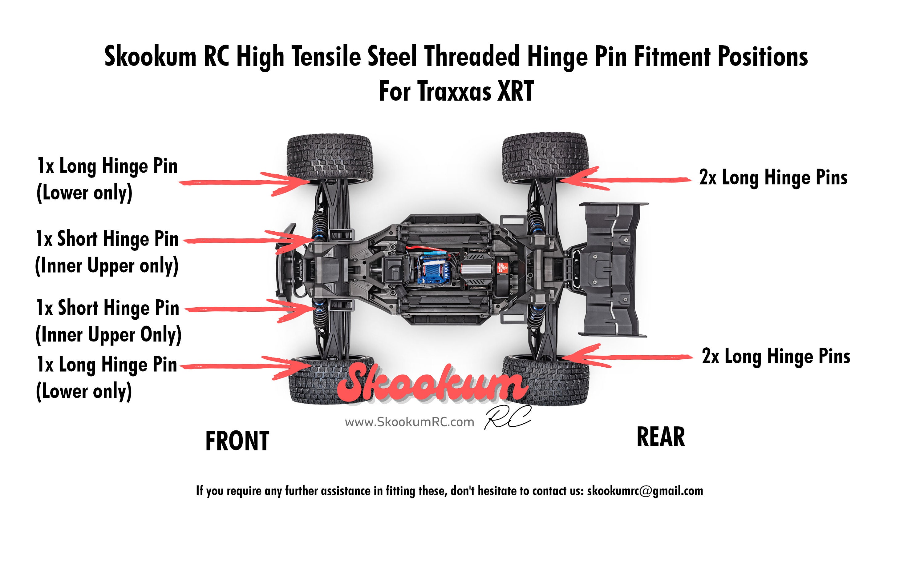 Traxxas XRT High Tensile Threaded Hinge Pin Set Replaces RPM70510 or ...