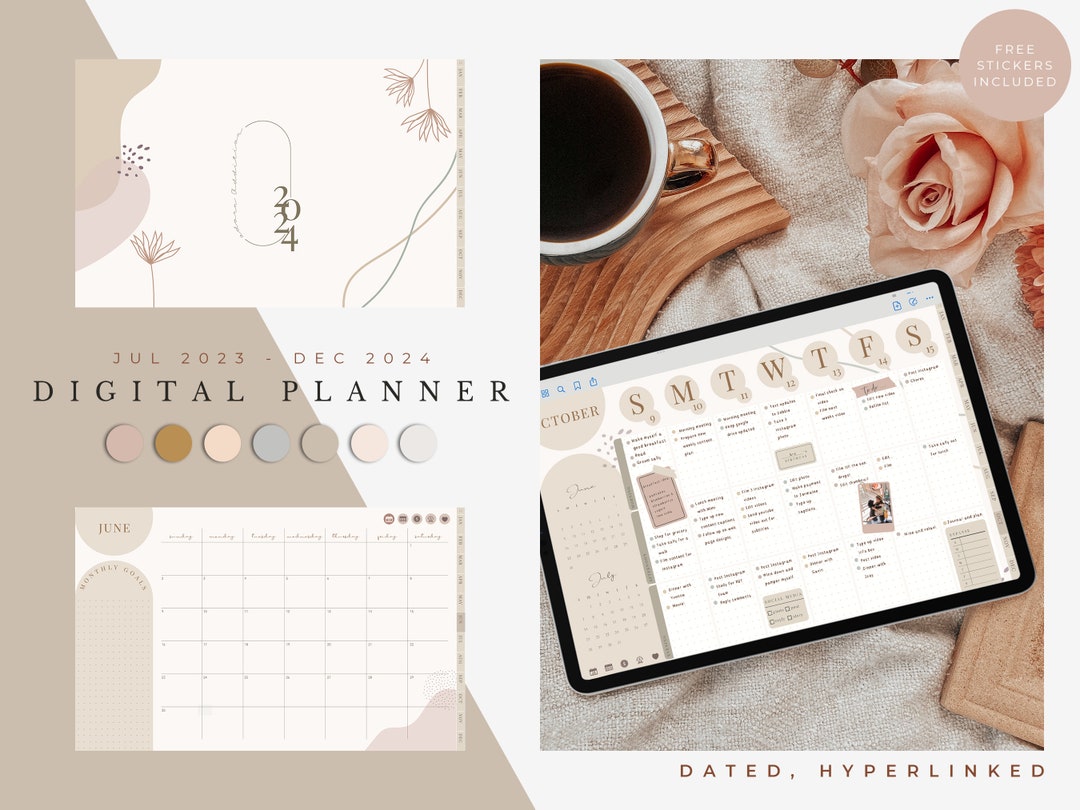Earth-toned Neutral Boho Digital Planner 2024, Goodnotes Planner ...