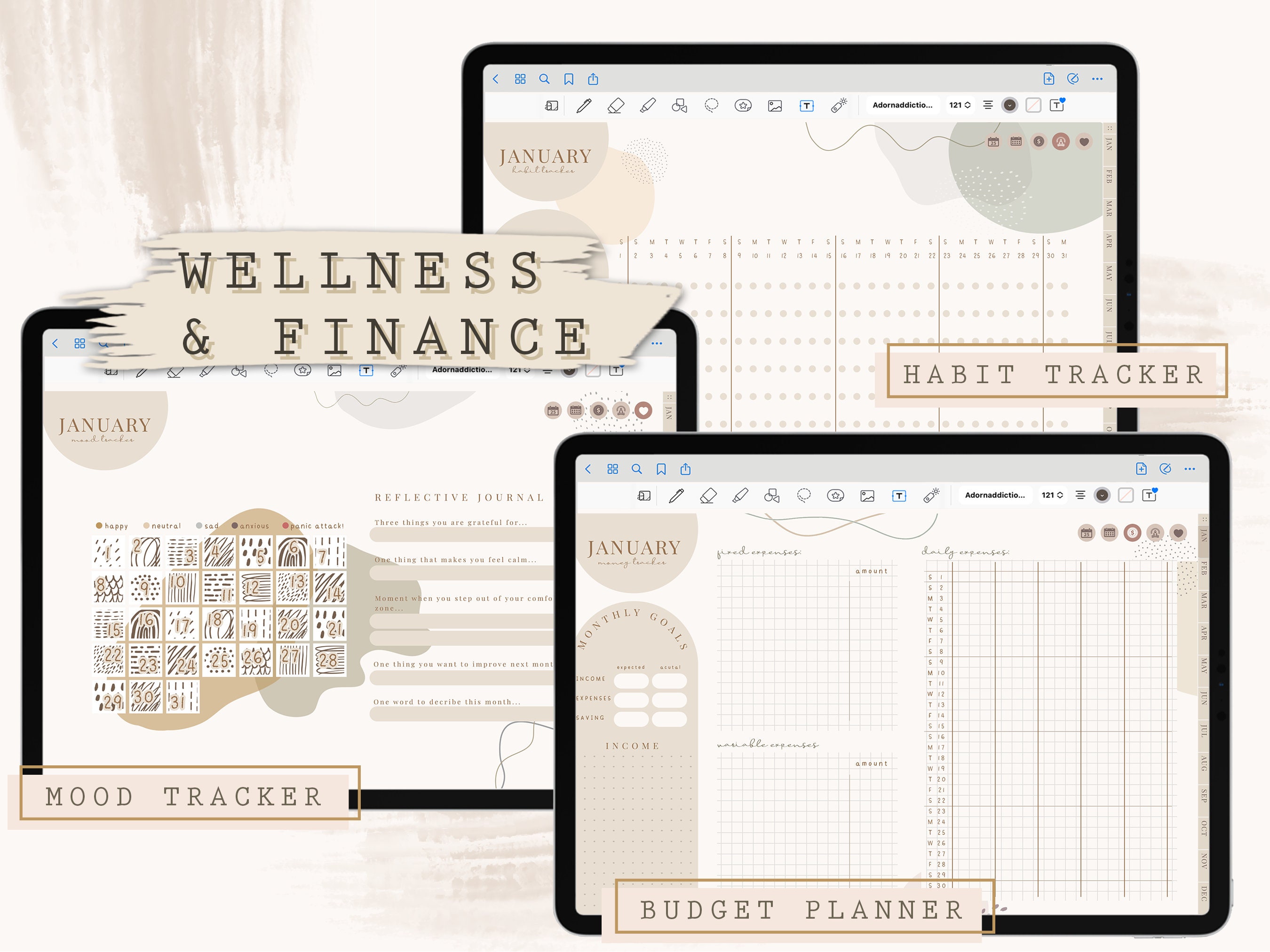 Earth-toned Neutral Boho Digital Planner 2023 Goodnotes - Etsy