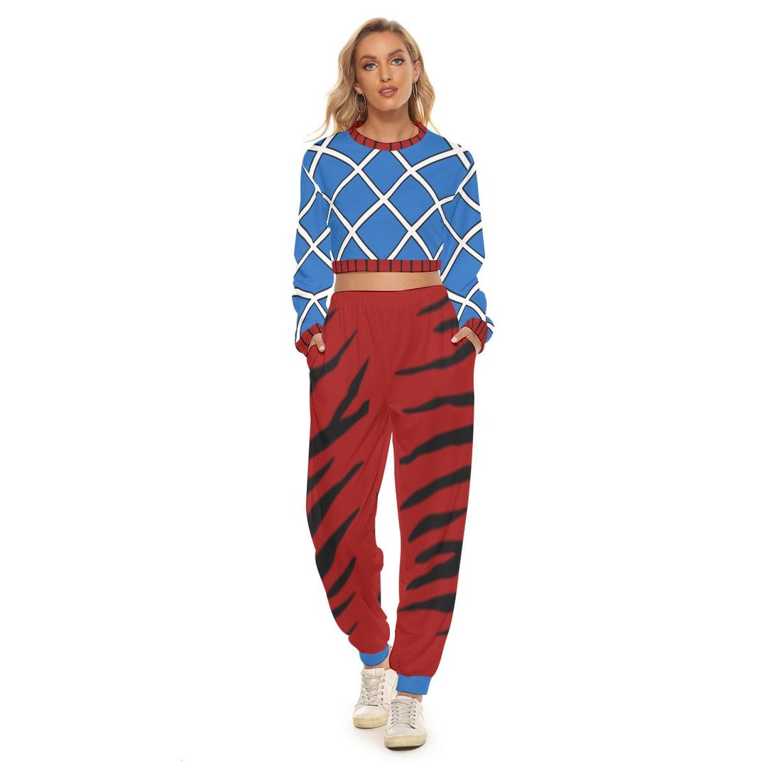 Red/blue Cozy Crop Sweatsuit - Etsy