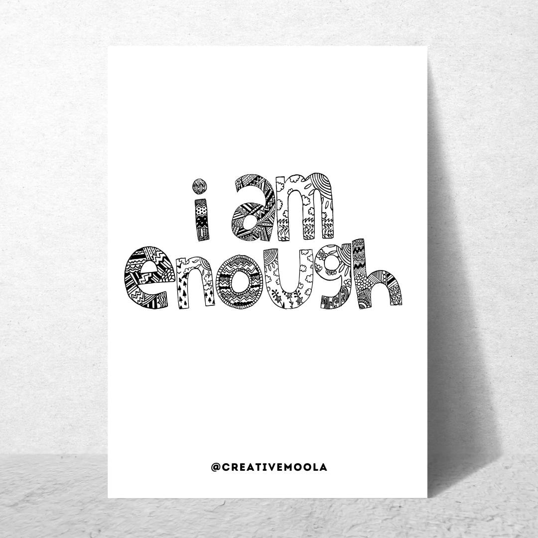 I AM ENOUGH Coloring Page – Printable Affirmation Coloring Sheet for ...