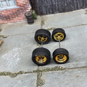 Custom Hot Wheels Wheels and Matchbox Rubber Tires Gold 4 Spoke Race ...
