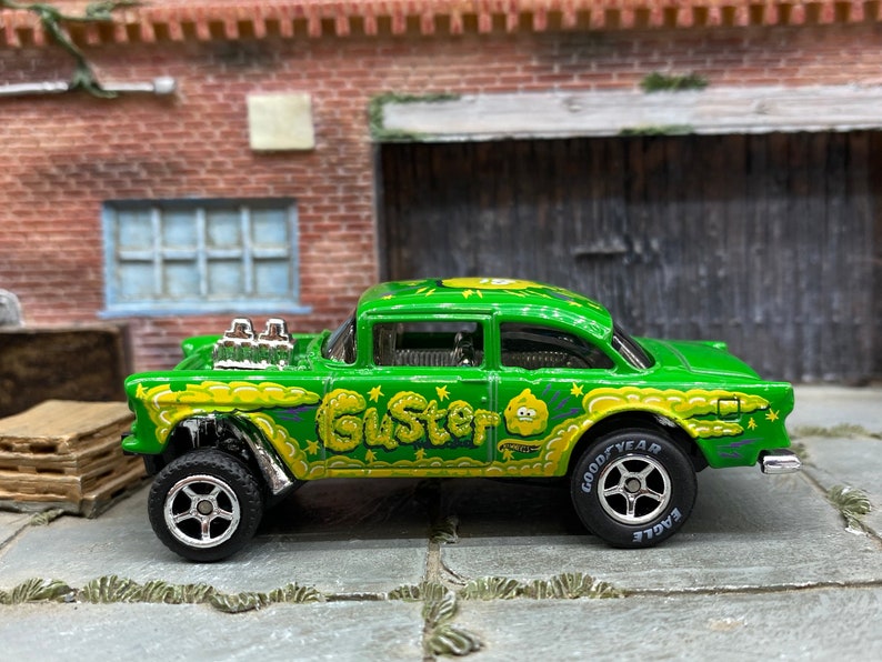 Custom Hot Wheels 1955 Chevy Gasser Drag Car Guster Green Etsy