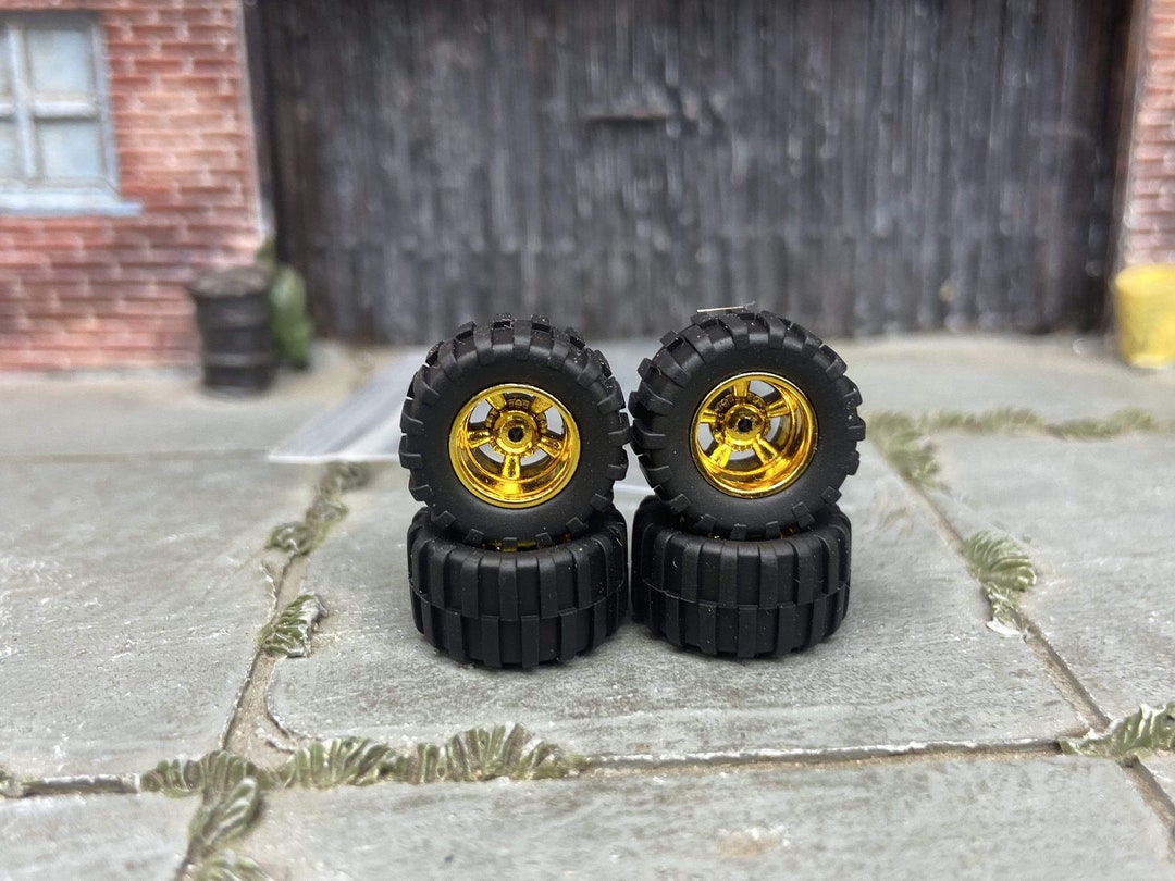 Custom Hot Wheels Wheels and Matchbox Rubber Tires - Gold American Racing Wheels Rubber off Road ...