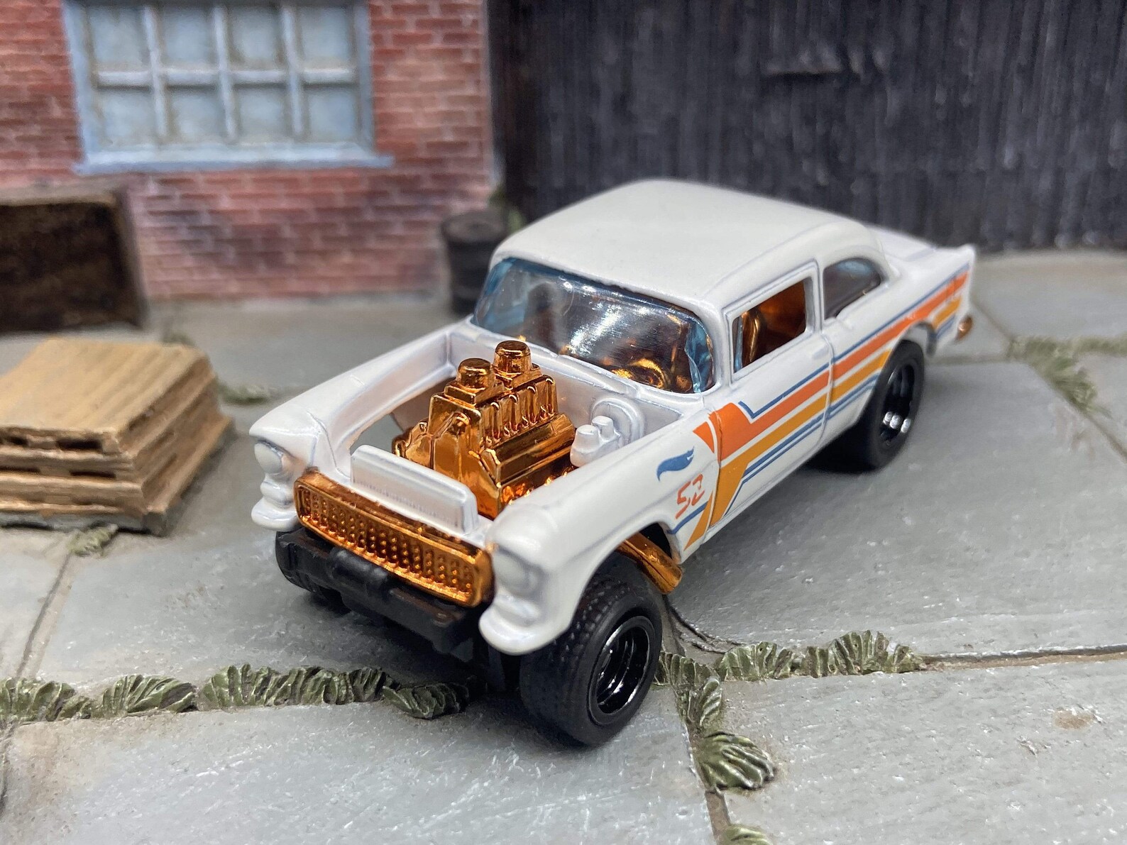 Custom Hot Wheels 1955 Chevy Gasser in Pearl White and Copper With ...