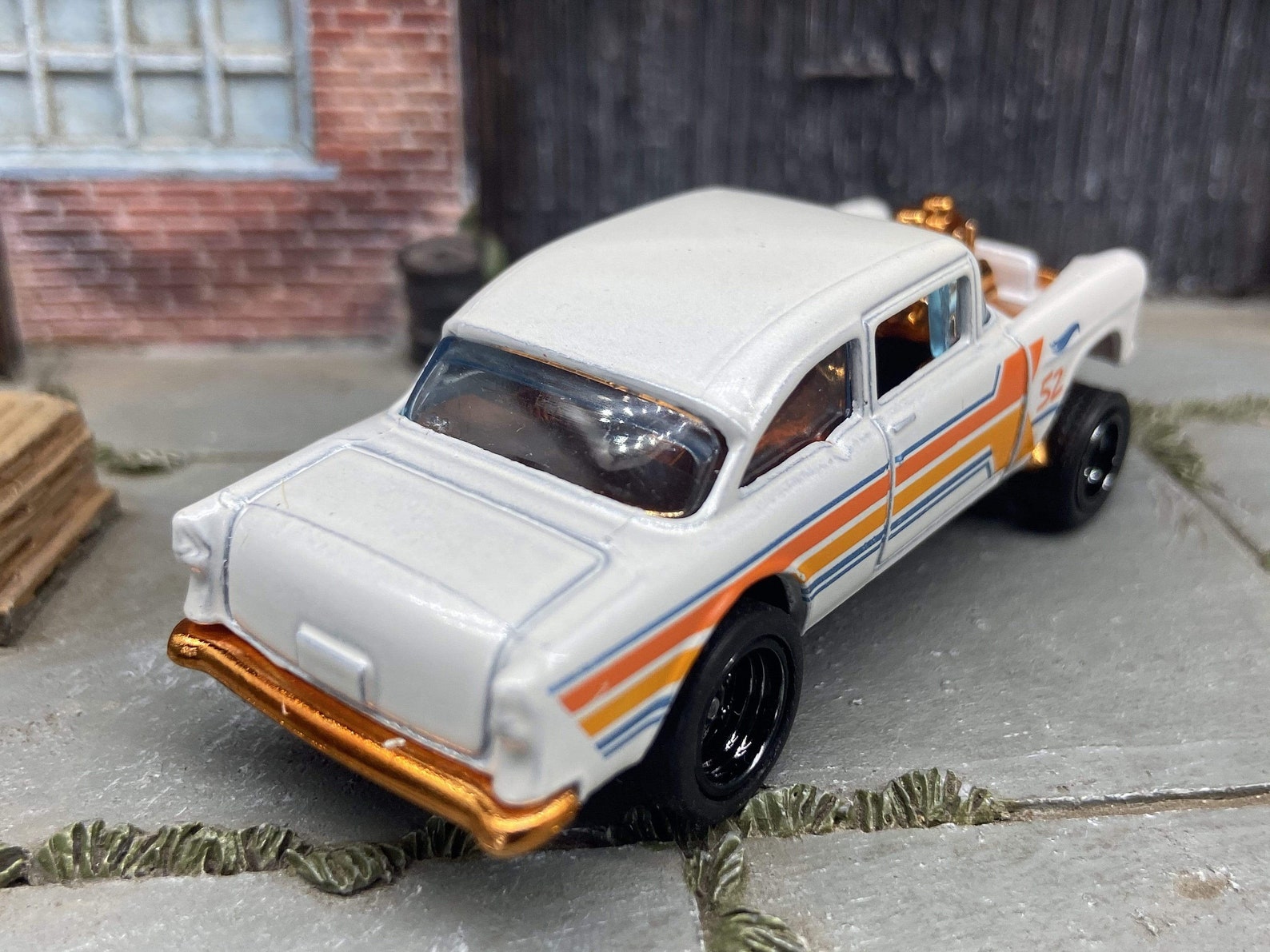 Custom Hot Wheels 1955 Chevy Gasser in Pearl White and Copper With ...