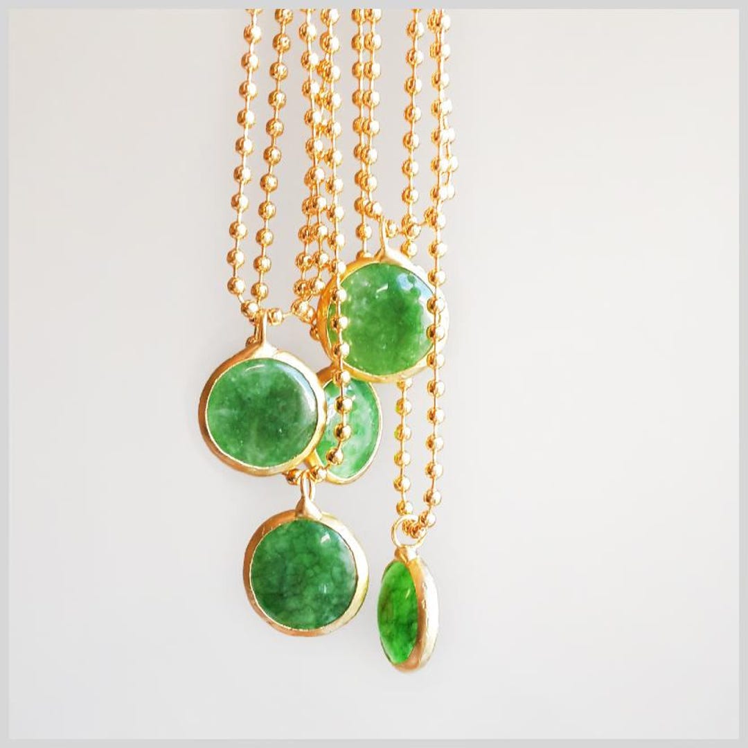 Jade Necklace Gold and Jade Necklace, Green Jade Jewelry, Jade Necklace ...