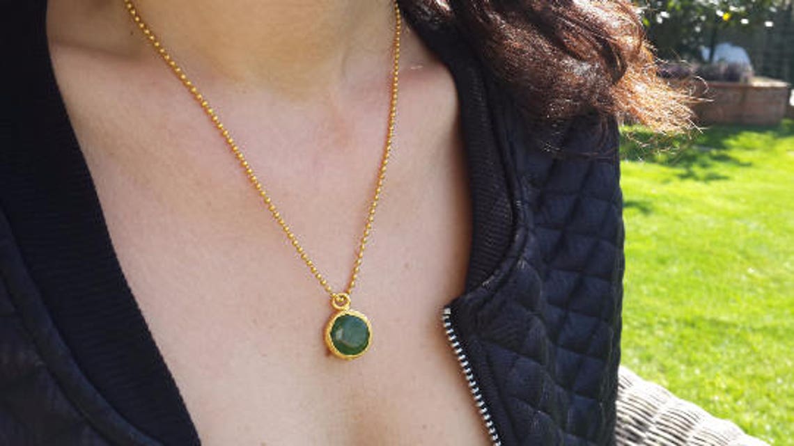 Jade Necklace Gold and Jade Necklace, Green Jade Jewelry, Jade Necklace ...