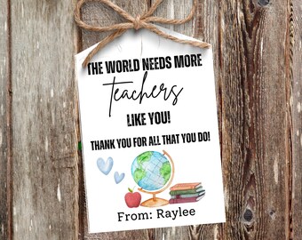 Teacher Appreciation Gift Tag Printable Teacher Gift Tag Candy Tag ...