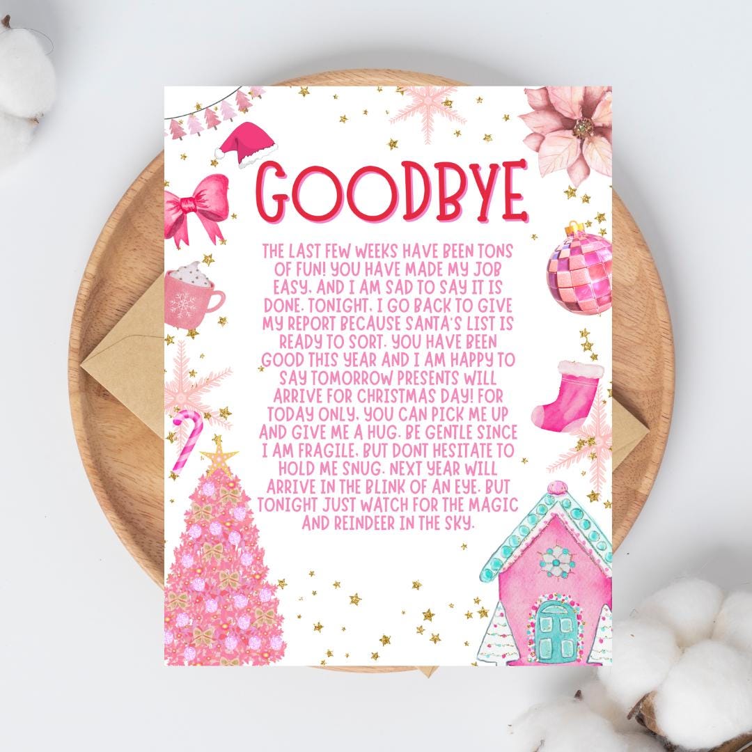 Elf Girly Goodbye Letter-digital Download Christmas Elf Farewell Letter ...