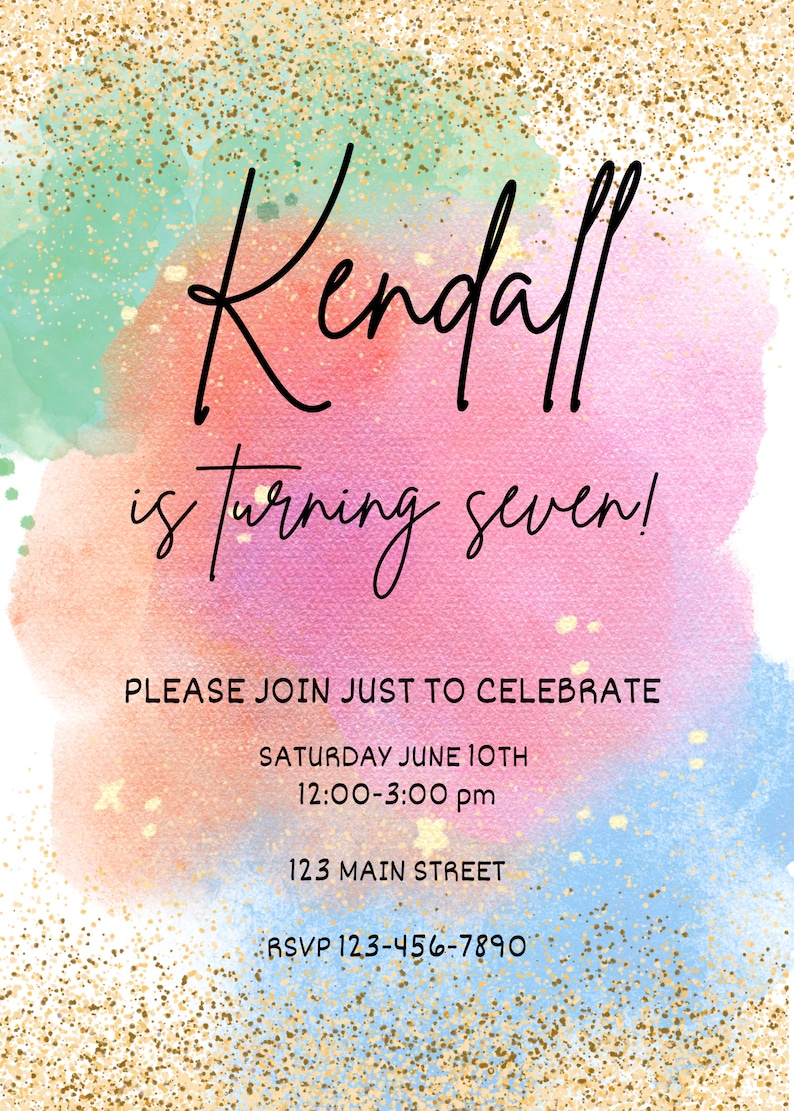 Colorful Rainbow Birthday Invitation Girl Birthday - Etsy