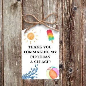 Swim Birthday Thank You Tags, Summer Gift Tags, Fun in the Sun Birthday ...