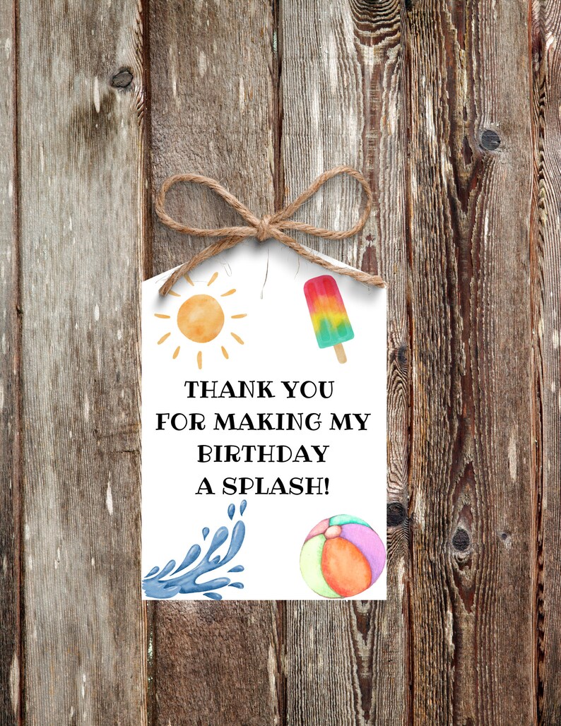 Swim Birthday Thank You Tags Summer Gift Tags Fun in the Sun - Etsy