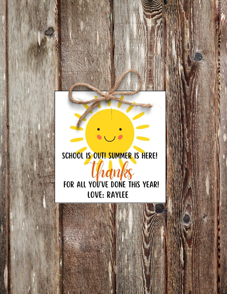 End of School Year Gift Tag Teacher End of Year Gift Tag - Etsy