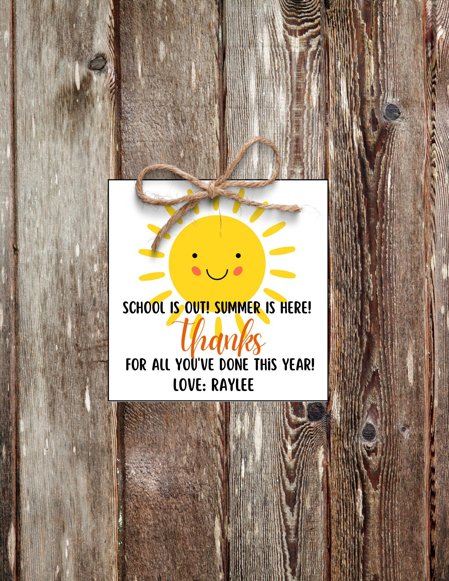 End of School Year Gift Tag Teacher End of Year Gift Tag - Etsy