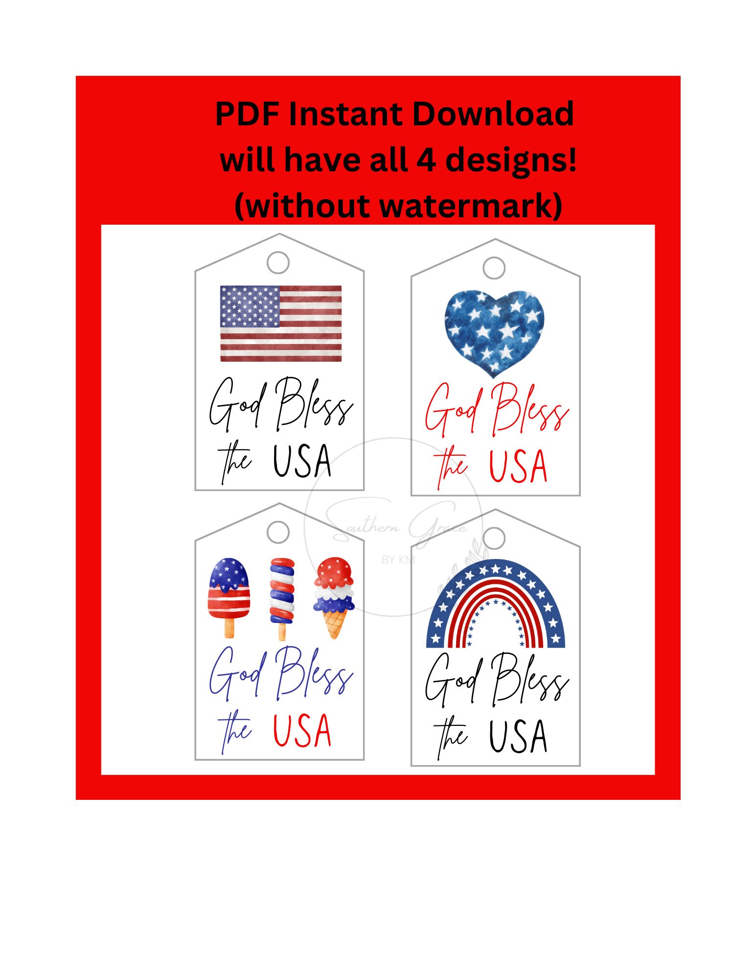 4th of July Gift Tags Happy 4th of July Tags 4th of July - Etsy