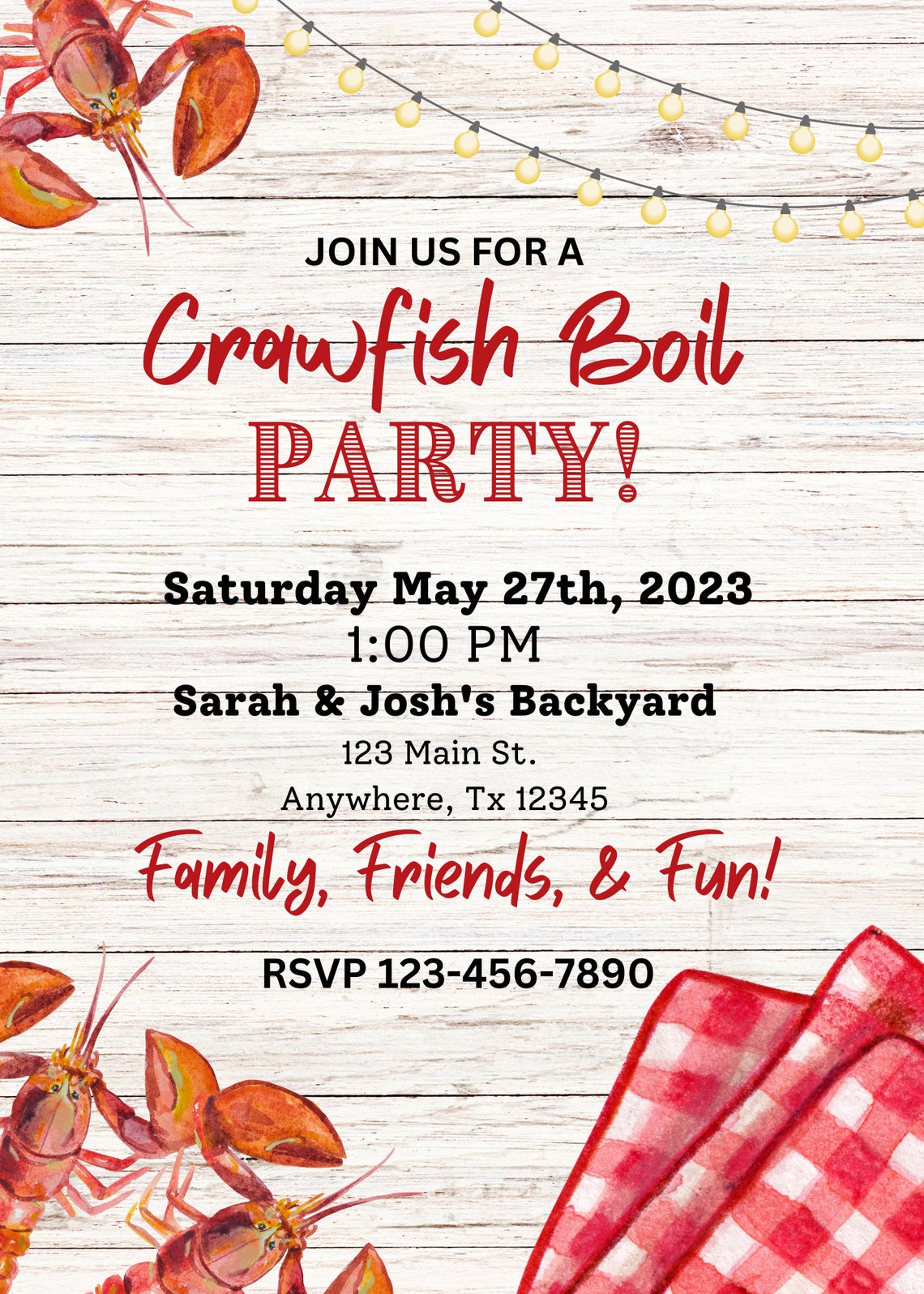 Crawfish Boil Party Invitation Crawfish Boil Invitation - Etsy
