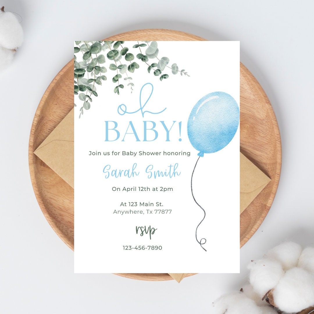 Baby Boy Shower Invitation, Baby Shower Invitation, Boy Baby Shower ...