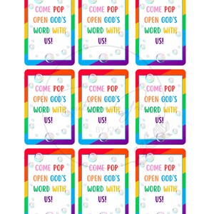 Church Bubble Gift Tags, VBS Church Bubble Tags, Summer Vacation Bible ...