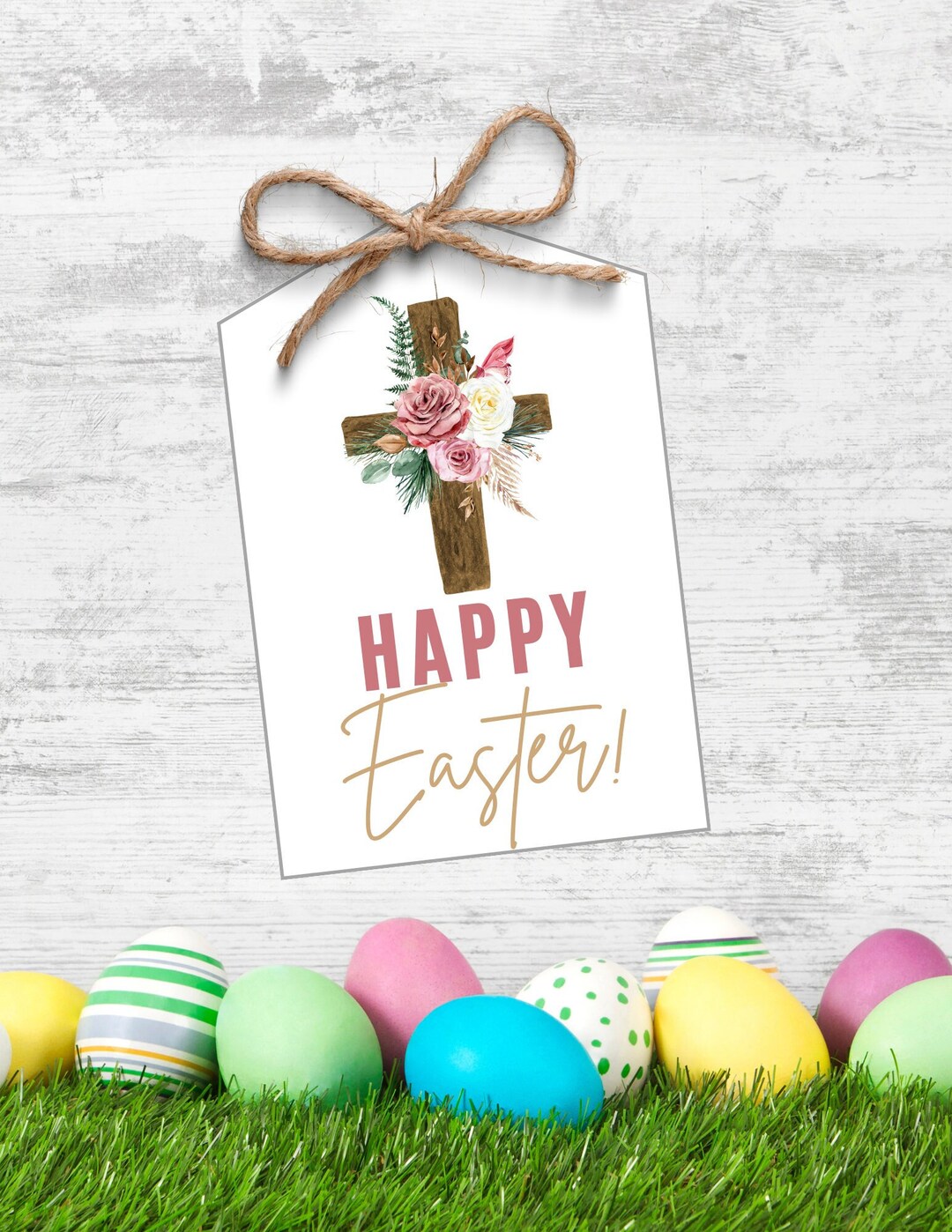 Cross Christian Easter Gift Tag, Easter Basket Gift Tag, Easter Treat ...
