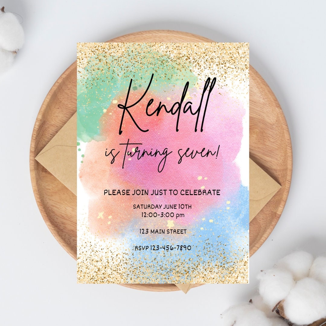 Colorful Rainbow Birthday Invitation, Girl Birthday Invitation ...