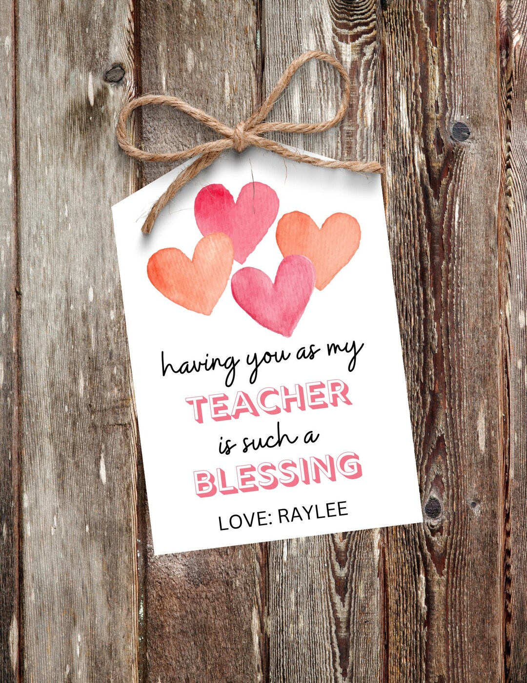 Teacher Gift Tag, Having You as My Teacher is a Blessing, End of Year ...