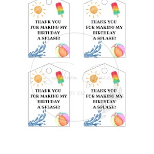 Swim Birthday Thank You Tags, Summer Gift Tags, Fun in the Sun Birthday ...