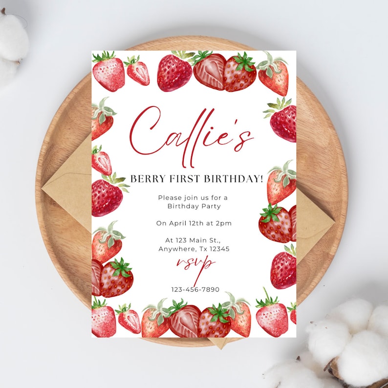 Berry First Birthday Invitation First Birthday Invitation - Etsy