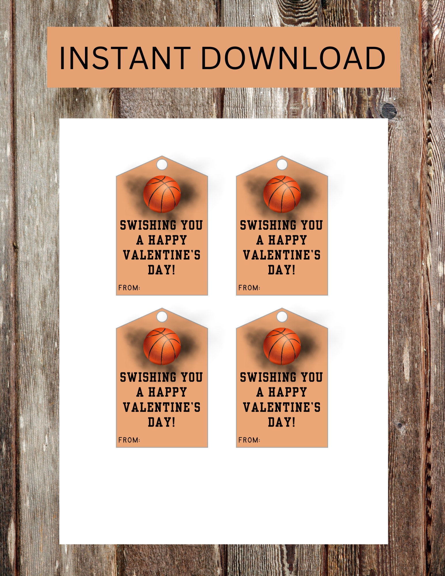 Basketball Valentine, Printable Valentine Cards for Kids,party Favor ...