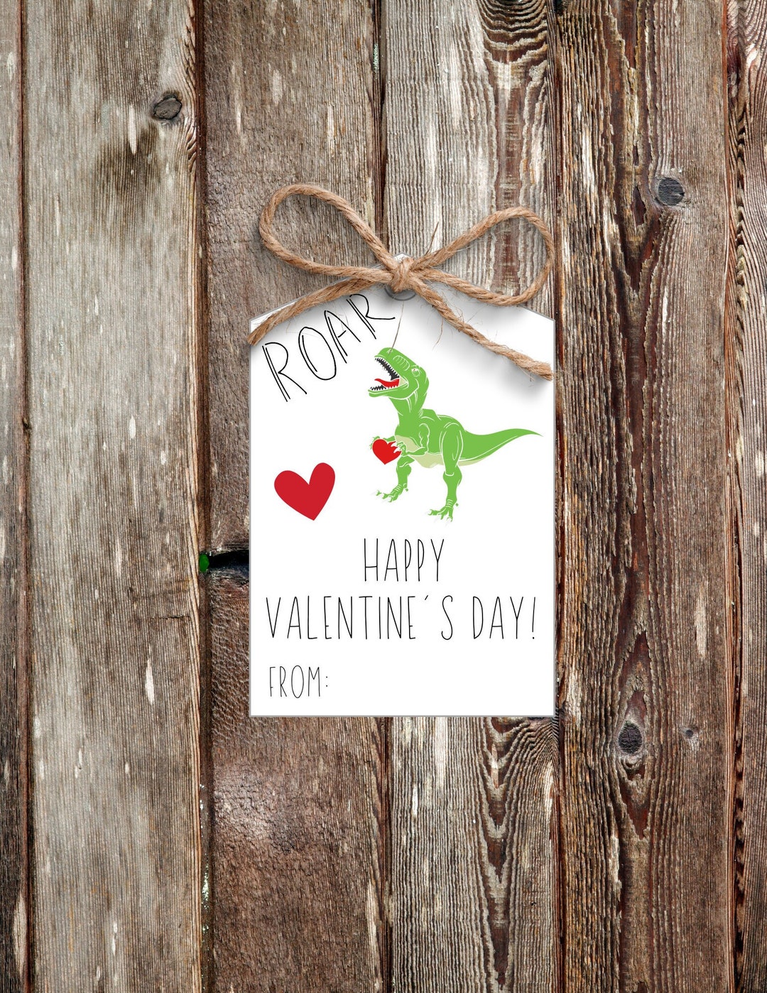 Printable Valentine Cards for Kids, Dinosaur Valentine, Party Favor ...