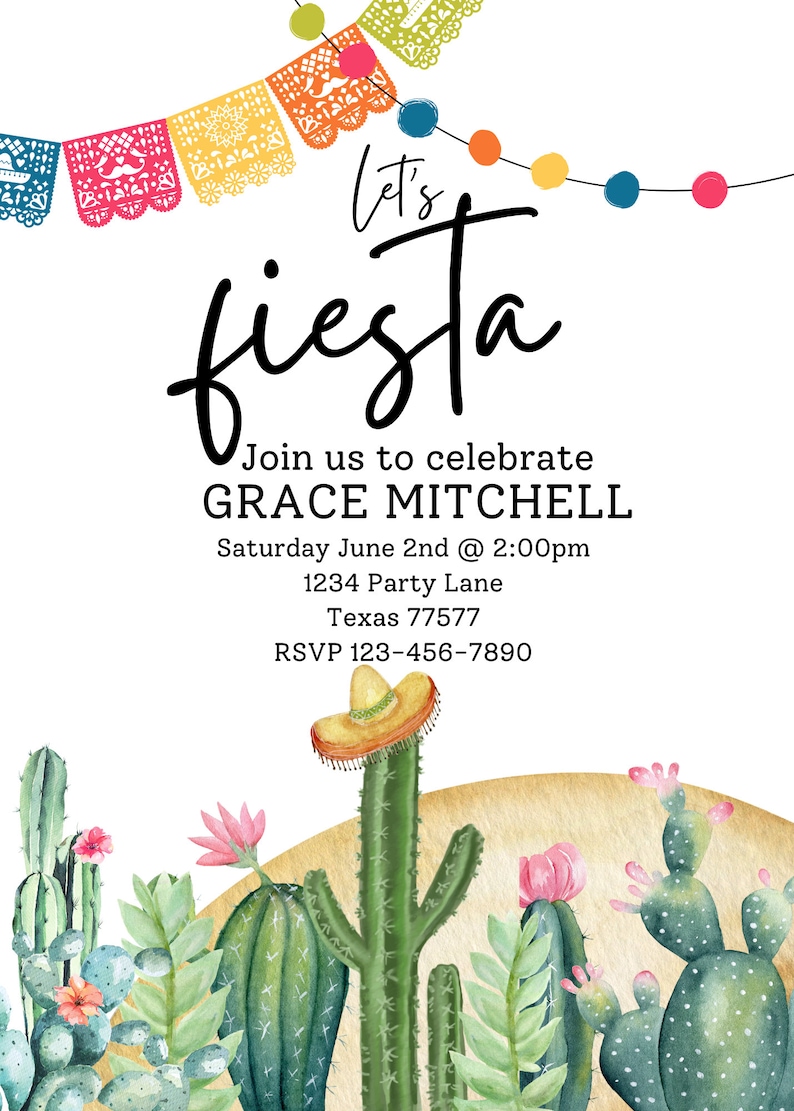 Lets Fiesta, Fiesta Birthday Invitation,fiesta Shower Invitation,fiesta ...