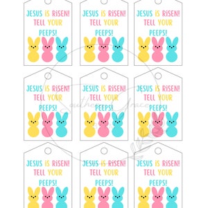 Christian Easter Gift Tag, Jesus is Risen Tell Your Peeps, Easter Treat ...