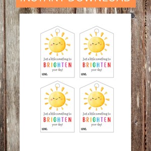 Just a Little Something to Brighten Your Day Gift Tag, Teacher Gift Tag ...